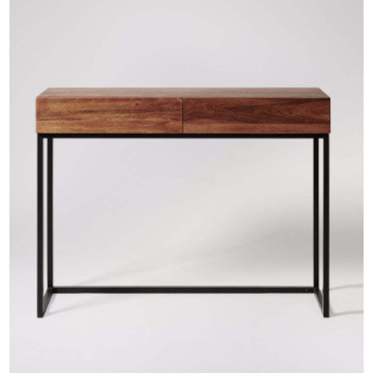 Dark Wood Console Table with Drawers | Industrial Modern Entryway Desk